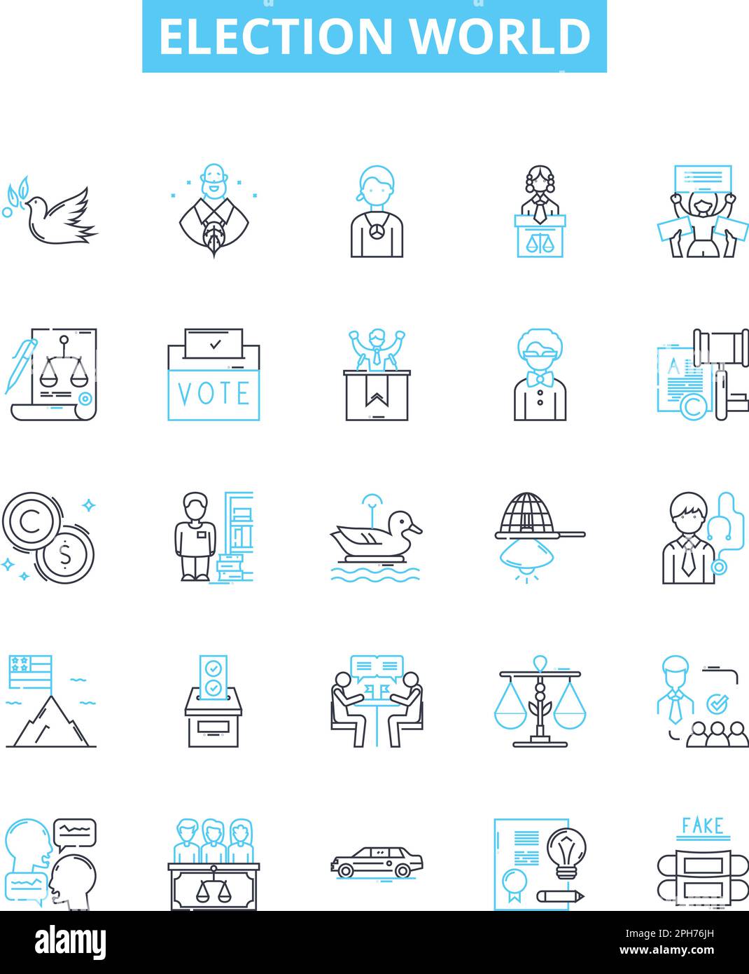 Election world vector line icons set. Voting, Polls, Ballot, Candidates ...
