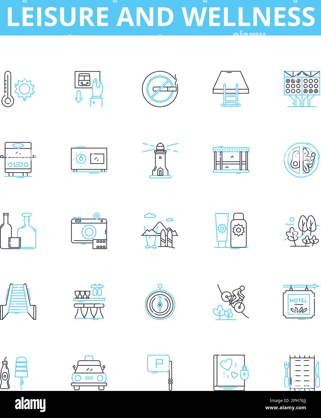Leisure and wellness vector line icons set. Leisure, Wellness ...