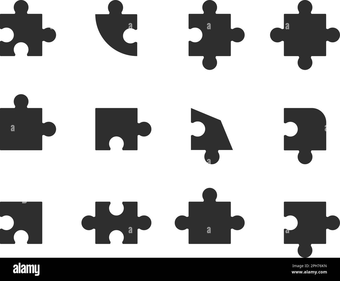 Puzzle pieces. Puzzles tiles isolated on white, jigsaw linking piece ...