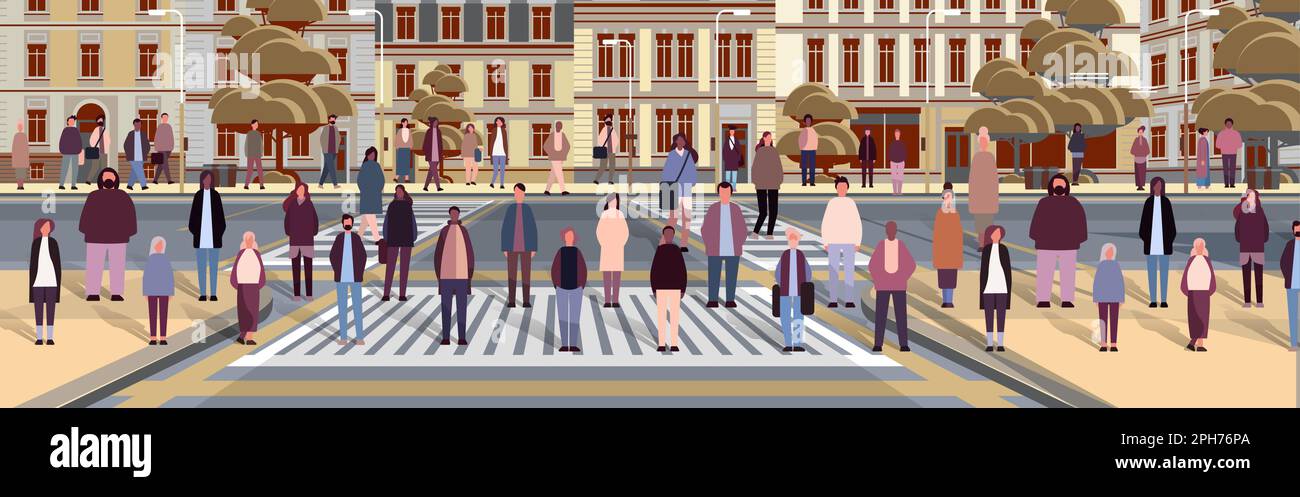 multiethnic people group walking outdoor mix race men women citizens ...