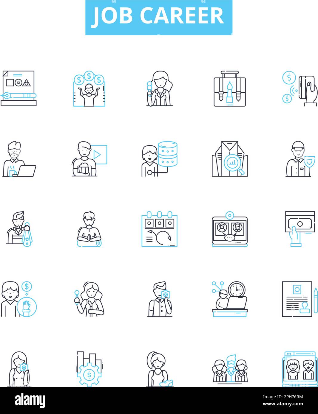 Job career vector line icons set. job, career, employment, vocation ...