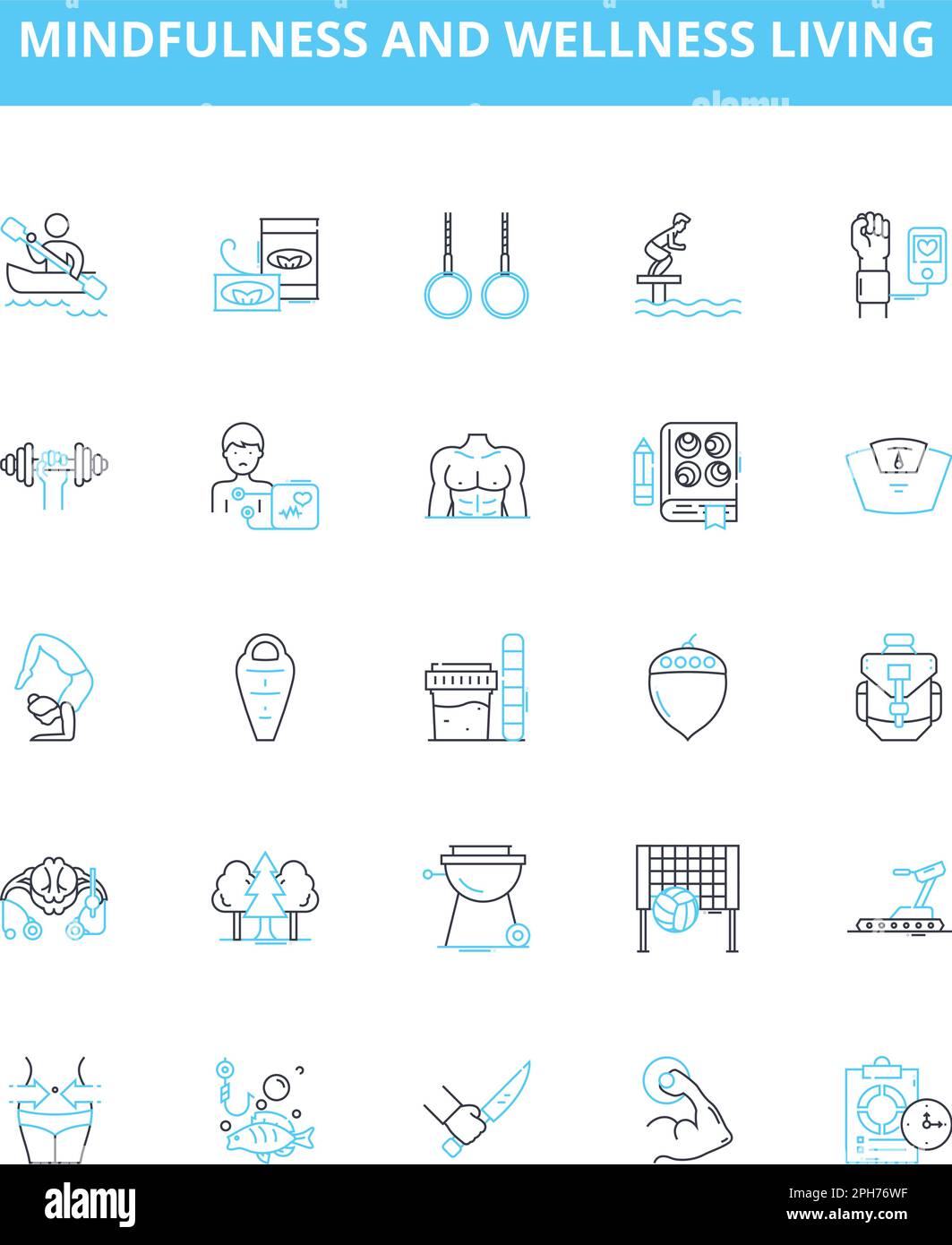 Mindfulness and wellness living vector line icons set. mindfulness ...
