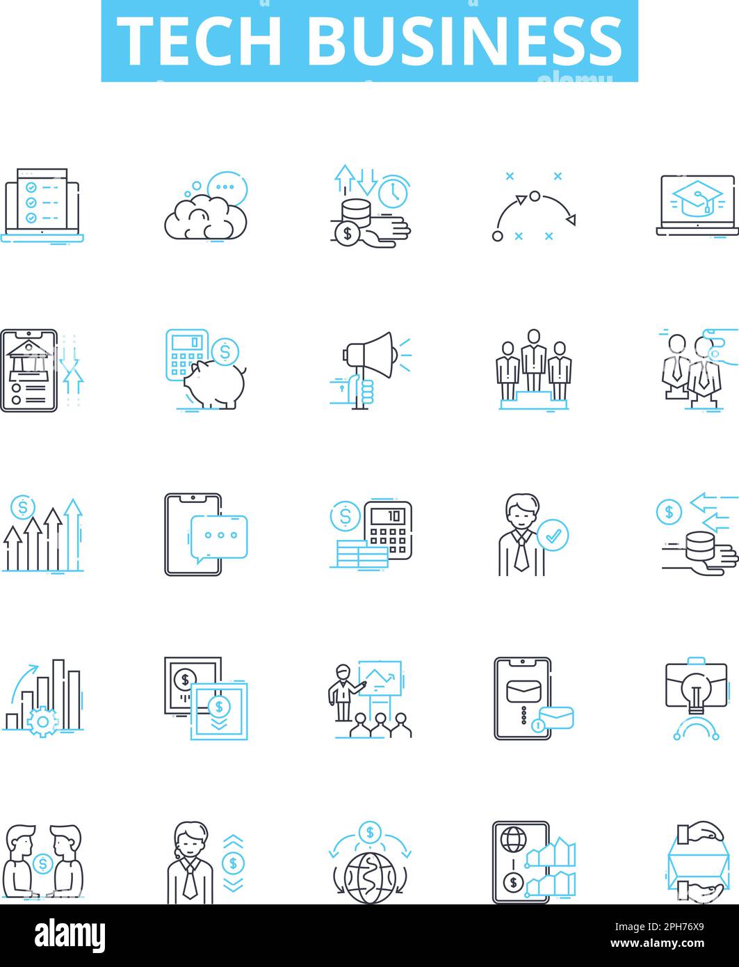 Tech business vector line icons set. Tech, Business, Software ...