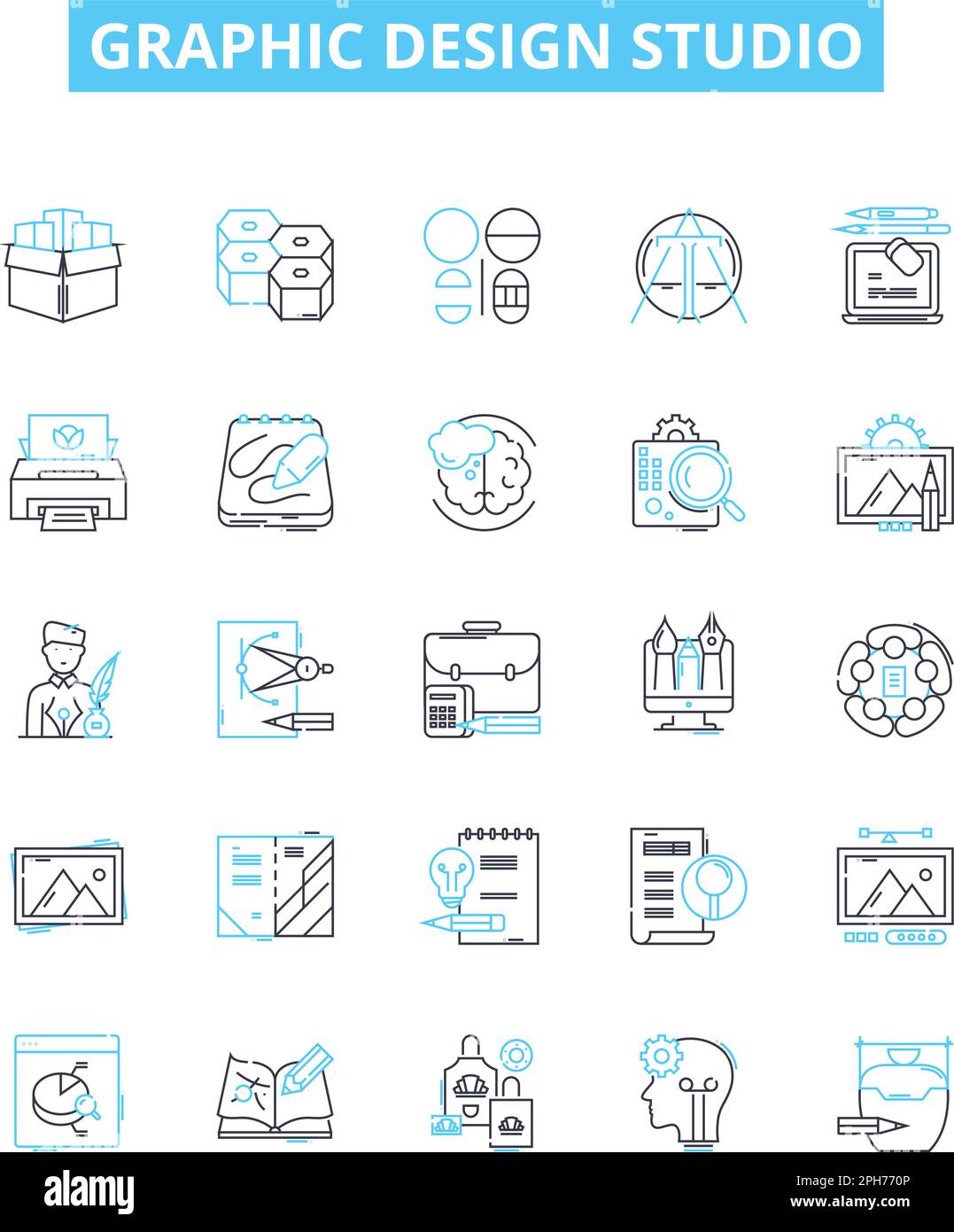 Graphic design studio vector line icons set. Graphic, Design, Studio ...
