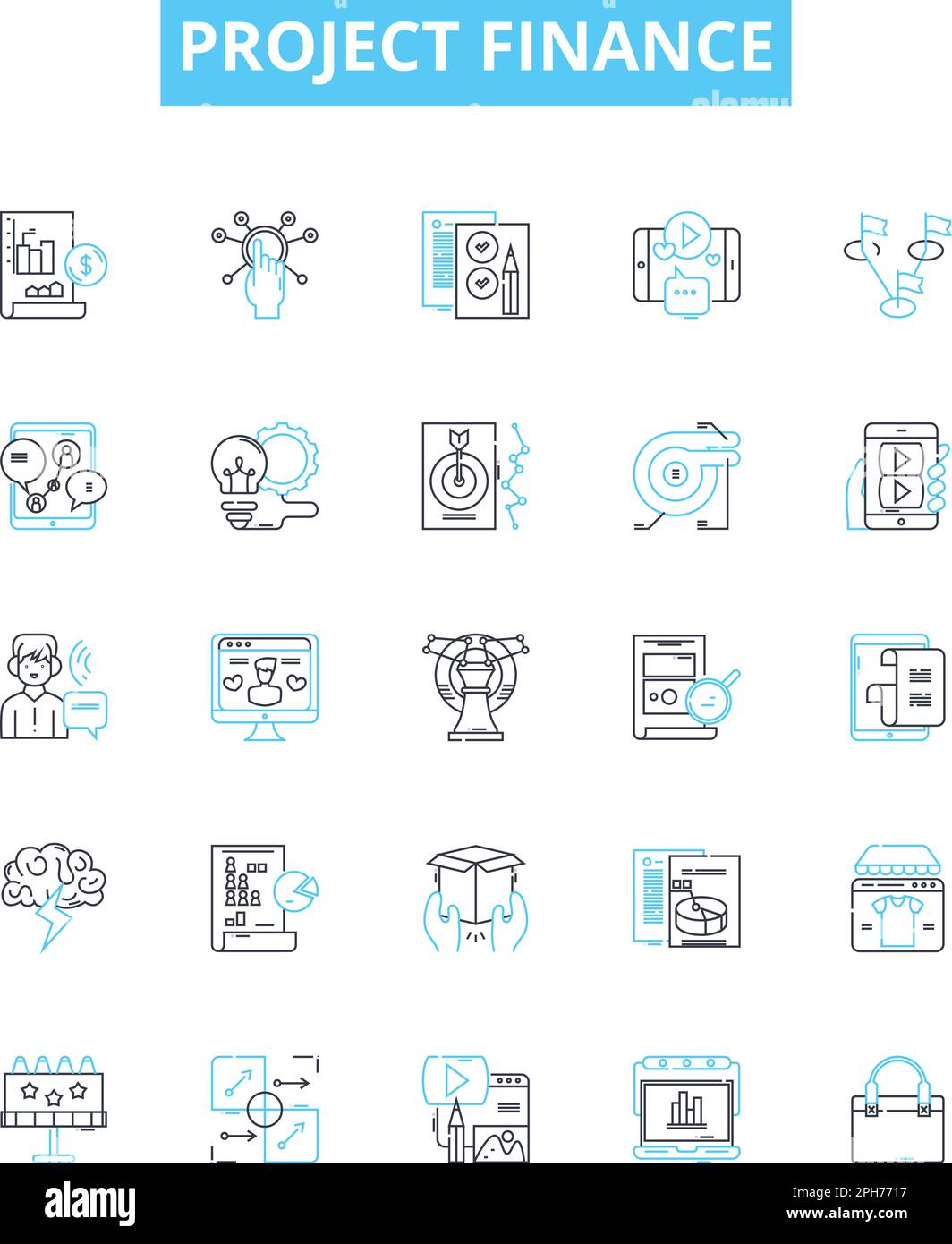 Project finance vector line icons set. Project, finance, financing ...