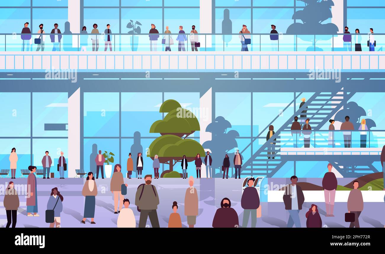 multiethnic people group walking outdoor mix race men women crowd in ...