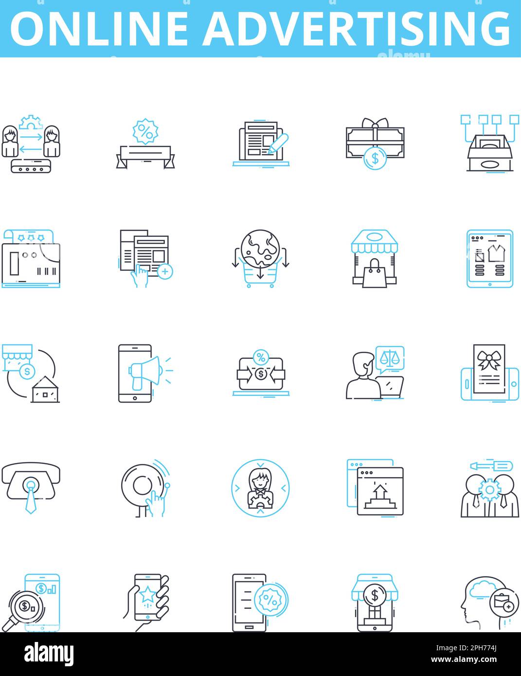 Online advertising vector line icons set. Online, Advertising, Digital ...