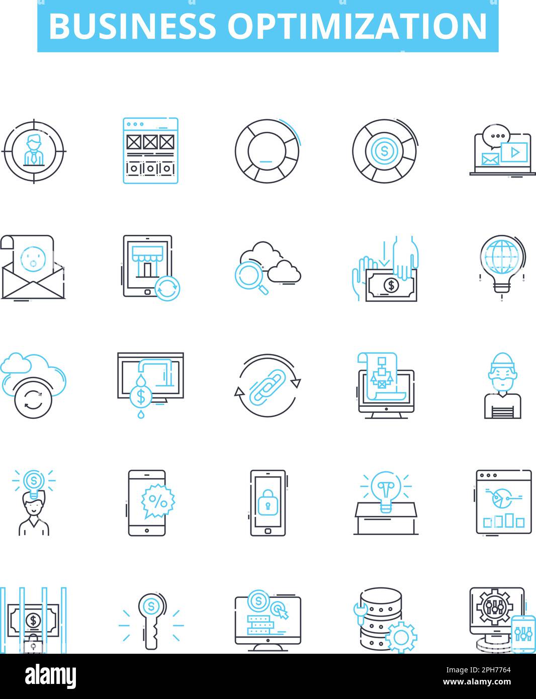 Business optimization vector line icons set. Optimize, Streamline ... Business optimization vector line icons set. Optimize, Streamline ...