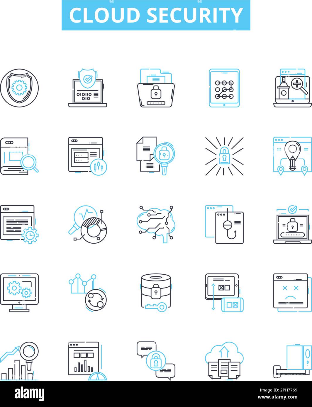 Cloud Security Vector Line Icons Set Cloud Security Infrastructure