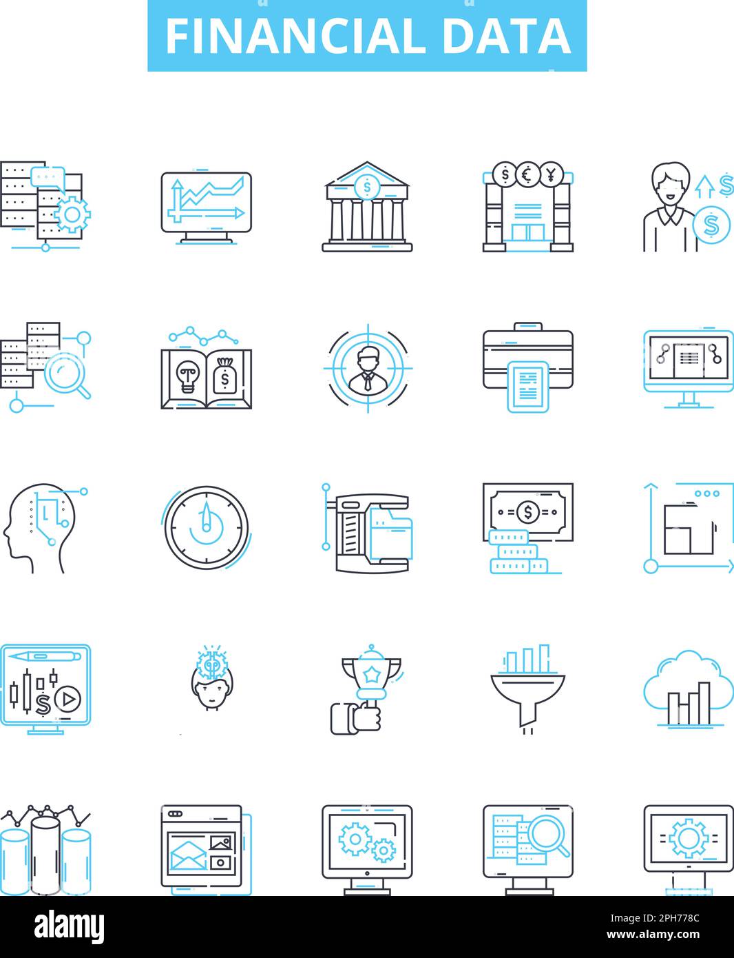 Financial data vector line icons set. Finance, Data, Analysis ...