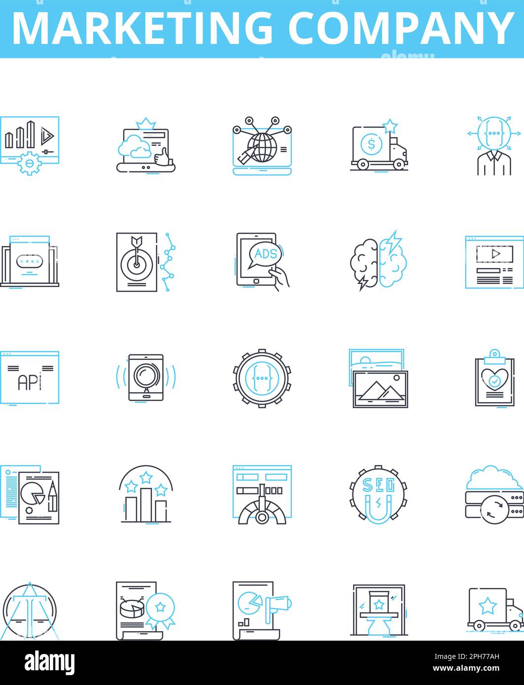 Marketing company vector line icons set. Marketing, Company ...