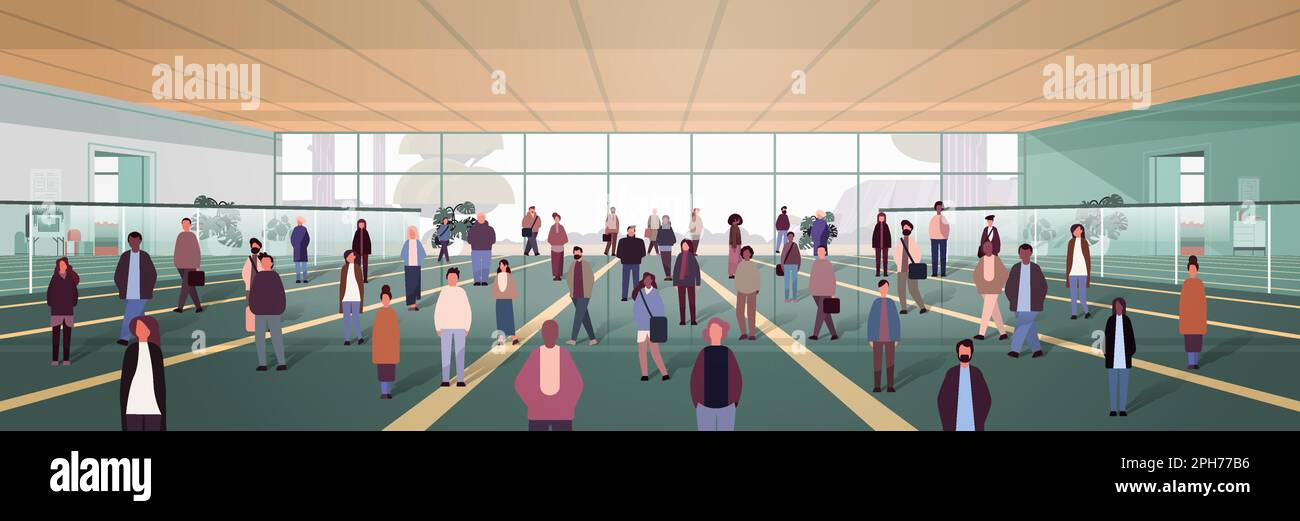 multiethnic people group mix race men women passengers at airport ...