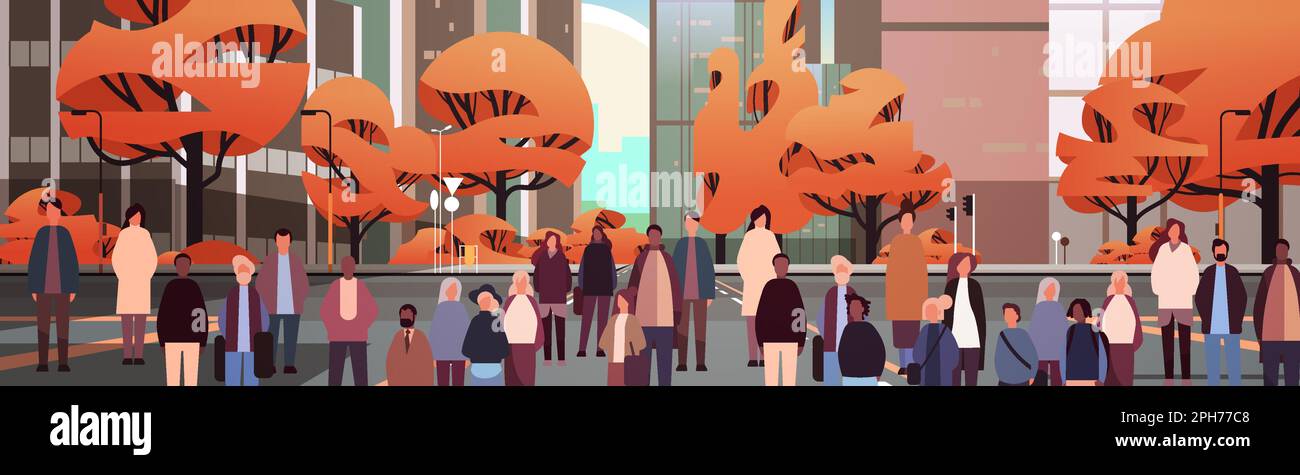 multiethnic people group walking outdoor mix race men women citizens ...