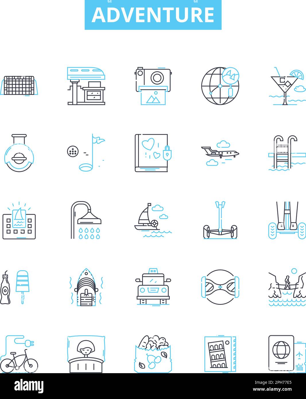 Adventure vector line icons set. Voyage, Exploration, Excursion, Quest ...