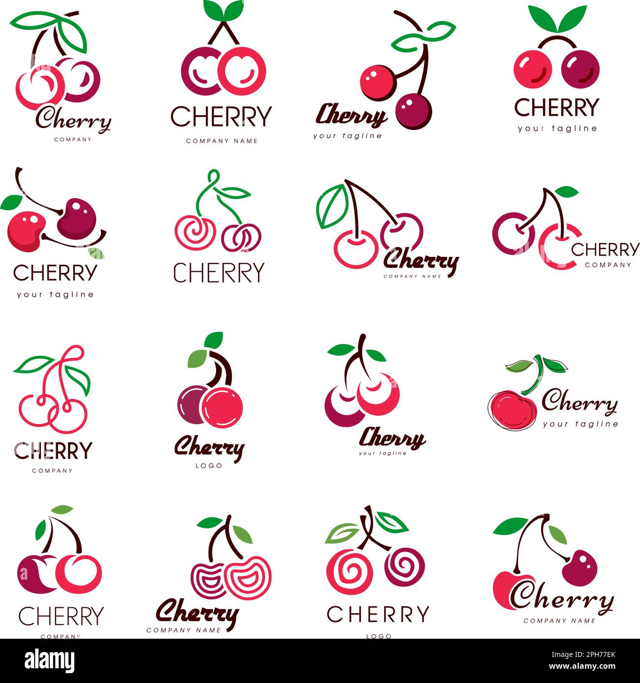 Cherry symbols. Fruits logo set recent vector illustrations Stock ...