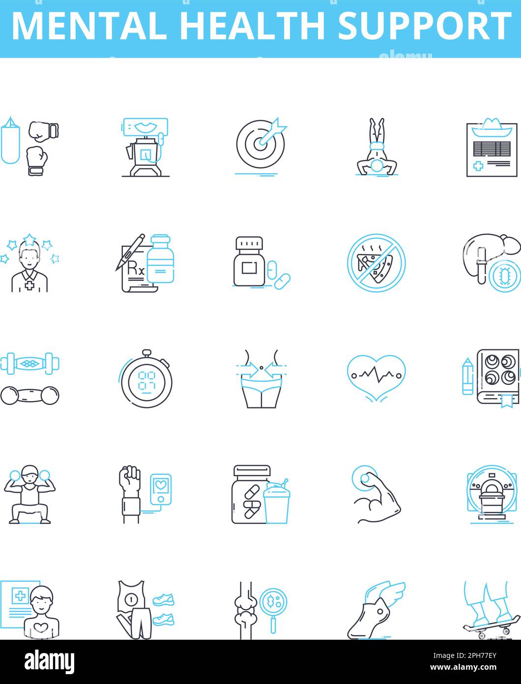 Mental health support vector line icons set. Counseling, Therapy ...