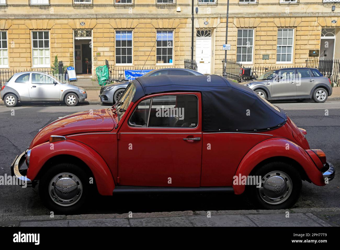 VW Beetle motor car, convertible, soft top. Bath scenes. Taken March ...