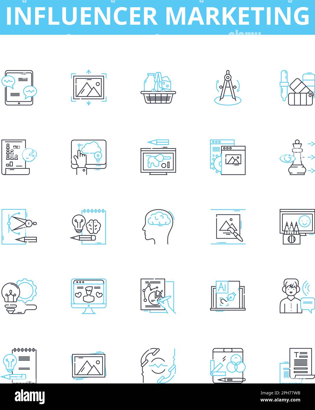 Influencer marketing vector line icons set. Influencer, Marketing ... Influencer marketing vector line icons set. Influencer, Marketing ...
