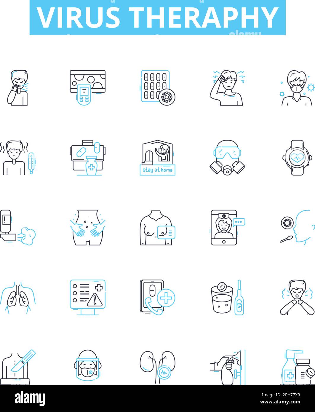 Virus theraphy vector line icons set. Antiviral, Viruscide, Remedial ...