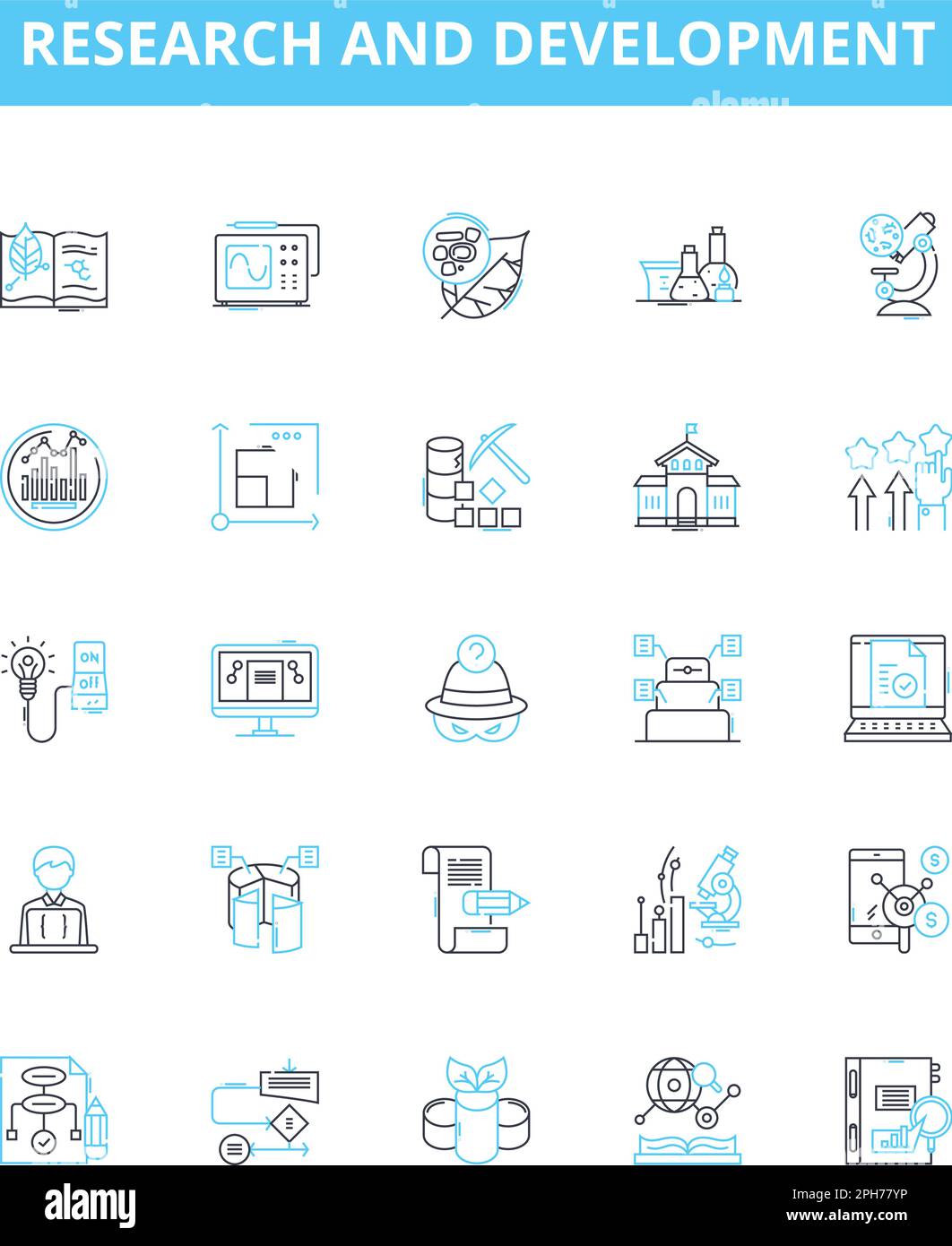 Research and Development vector line icons set. Research, Development, Innovation, Strategy ...