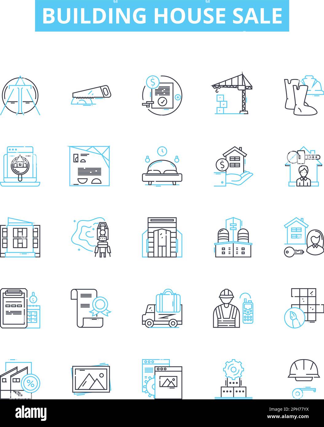 Building house sale vector line icons set. House, Building, Sale ...