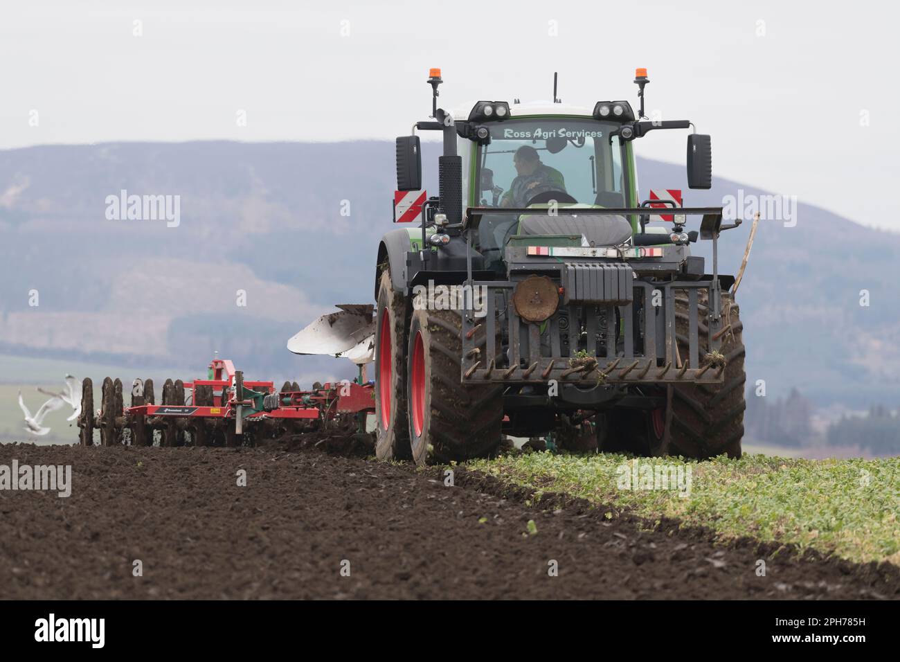 Front View of a Fendt Tractor Ploughing in a Leguminous Cover Crop with ...