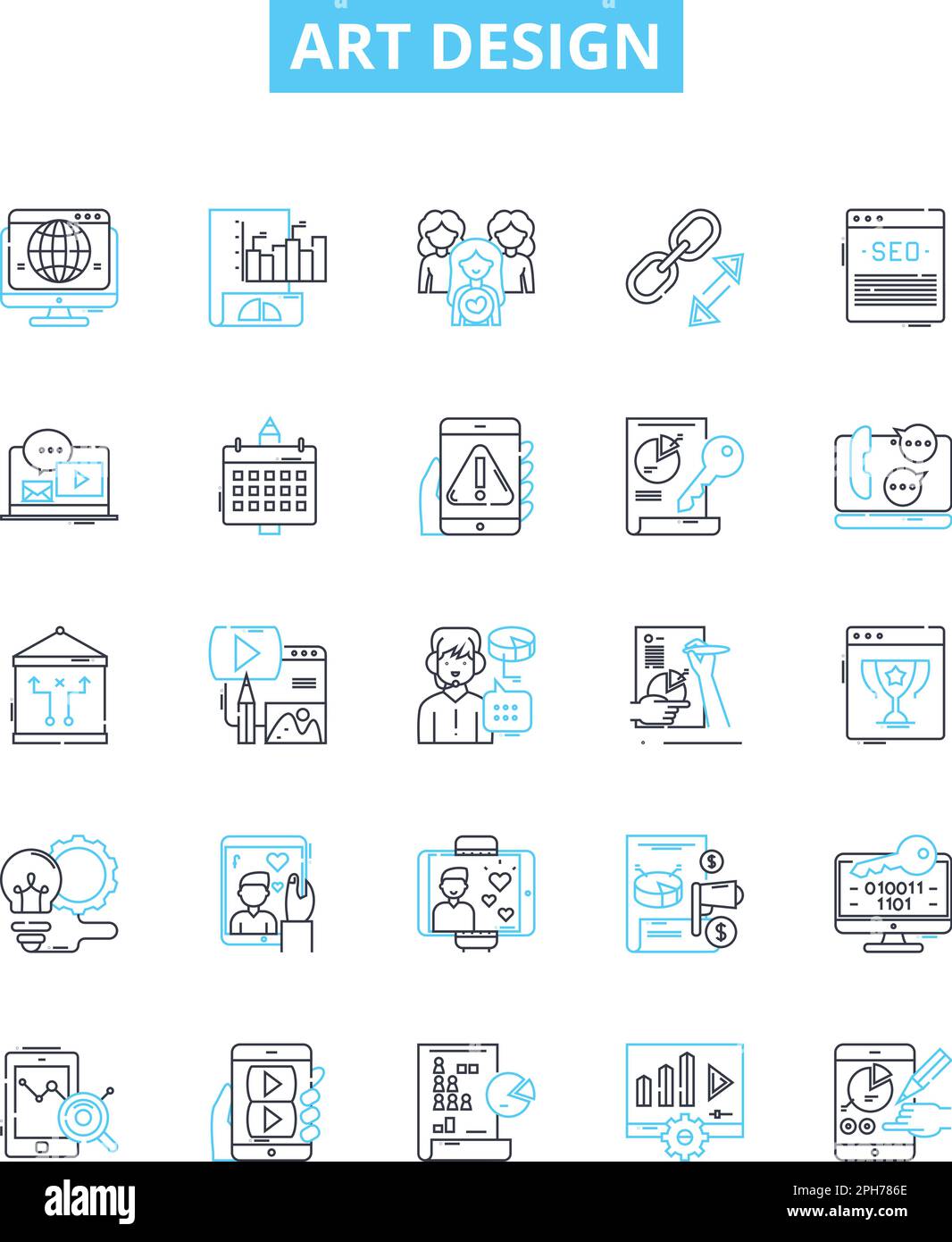 Art design vector line icons set. Graphic, Craft, Drawing, Sculpting ...