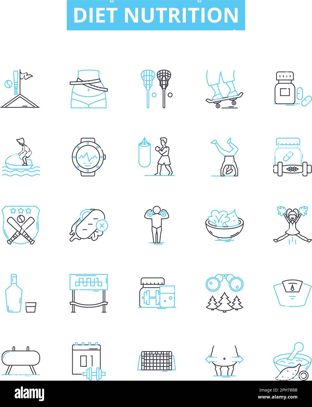 Diet nutrition vector line icons set. diet, nutrition, health, food ...