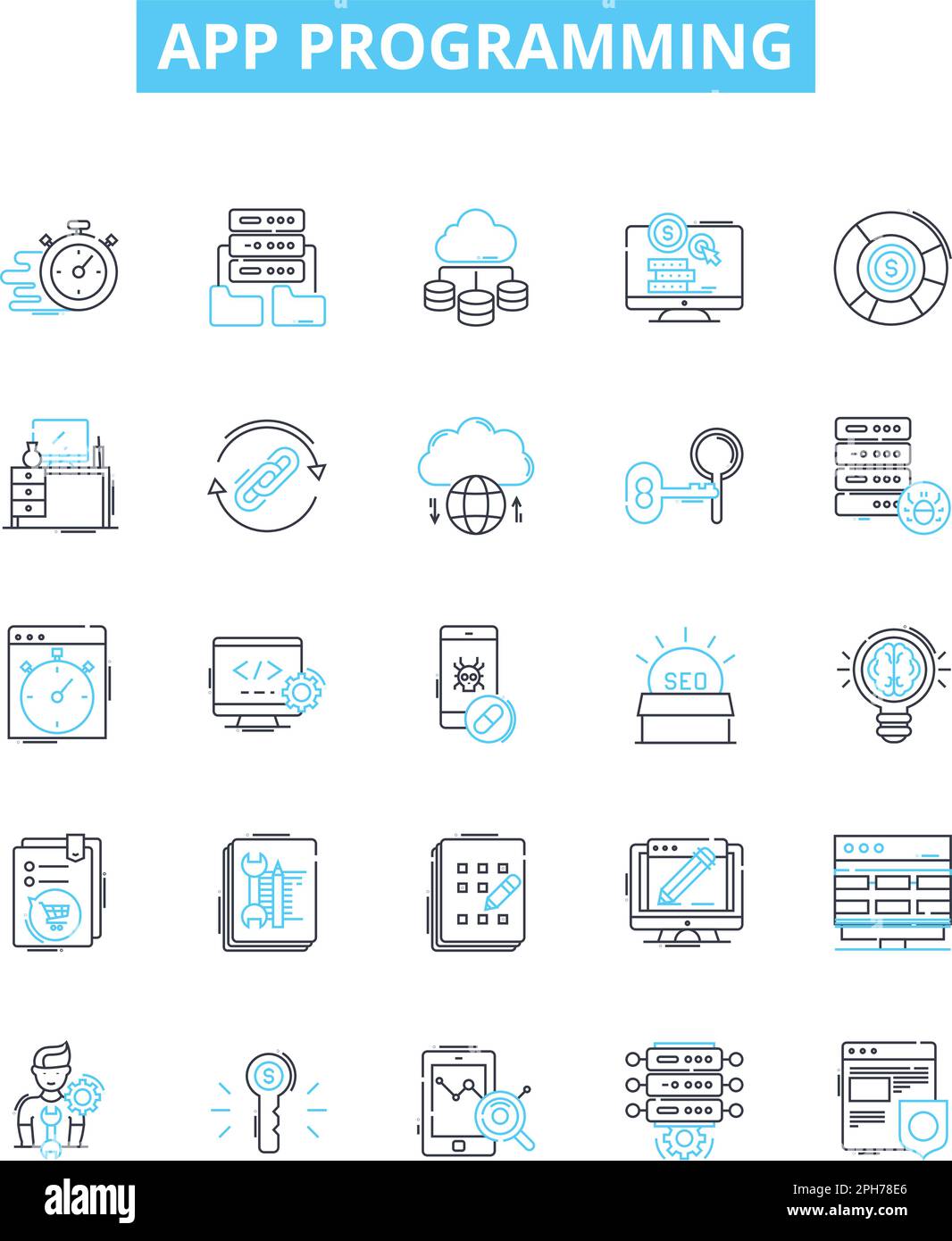 App Programming Vector Line Icons Set App Programming Coding Development Ios Android