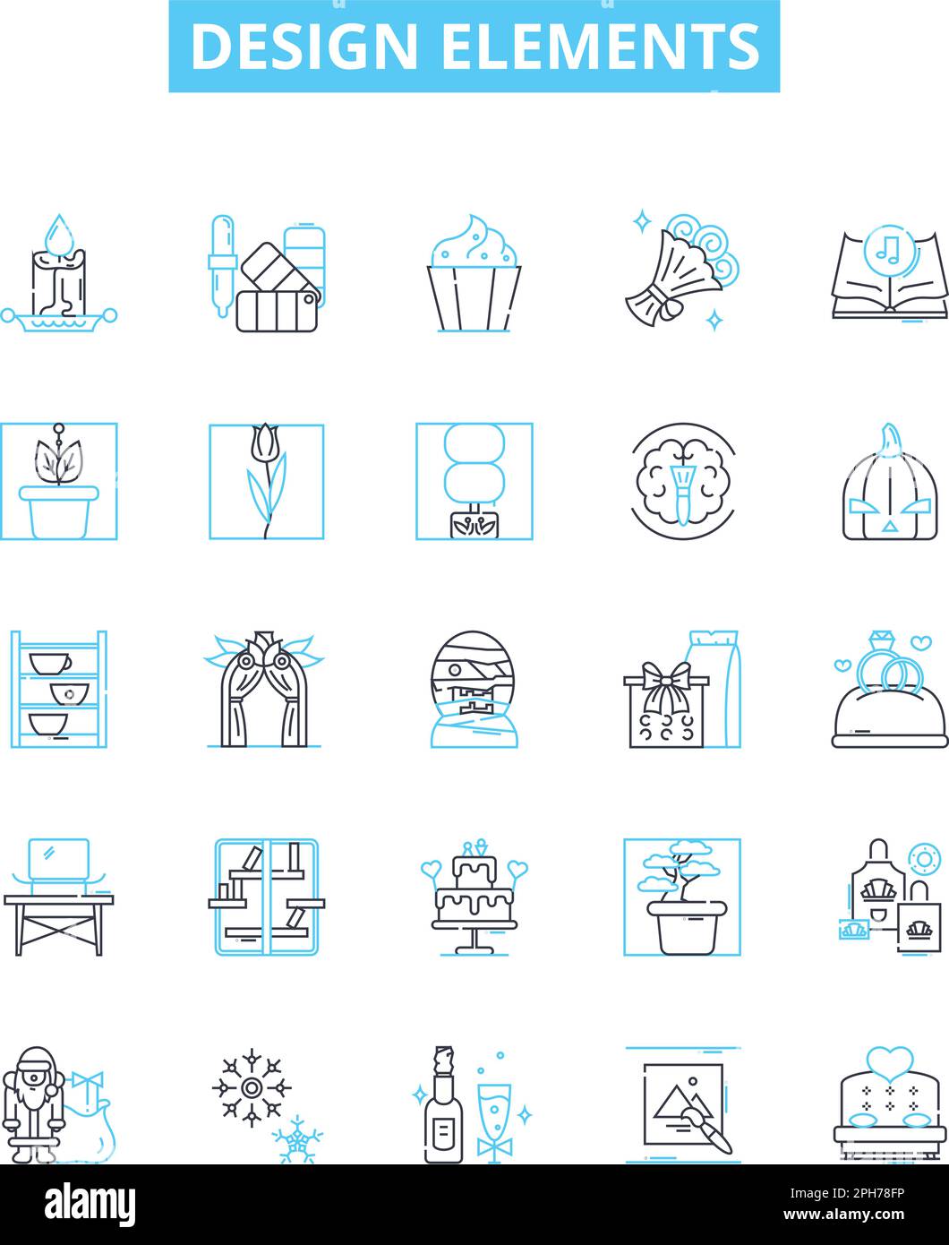Design elements vector line icons set. Colour, Form, Line, Shape, Space ...