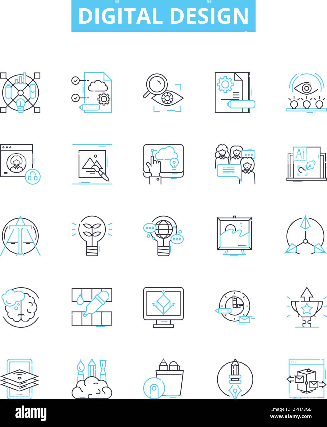 Digital design vector line icons set. Digital, Design, Web, Media ...