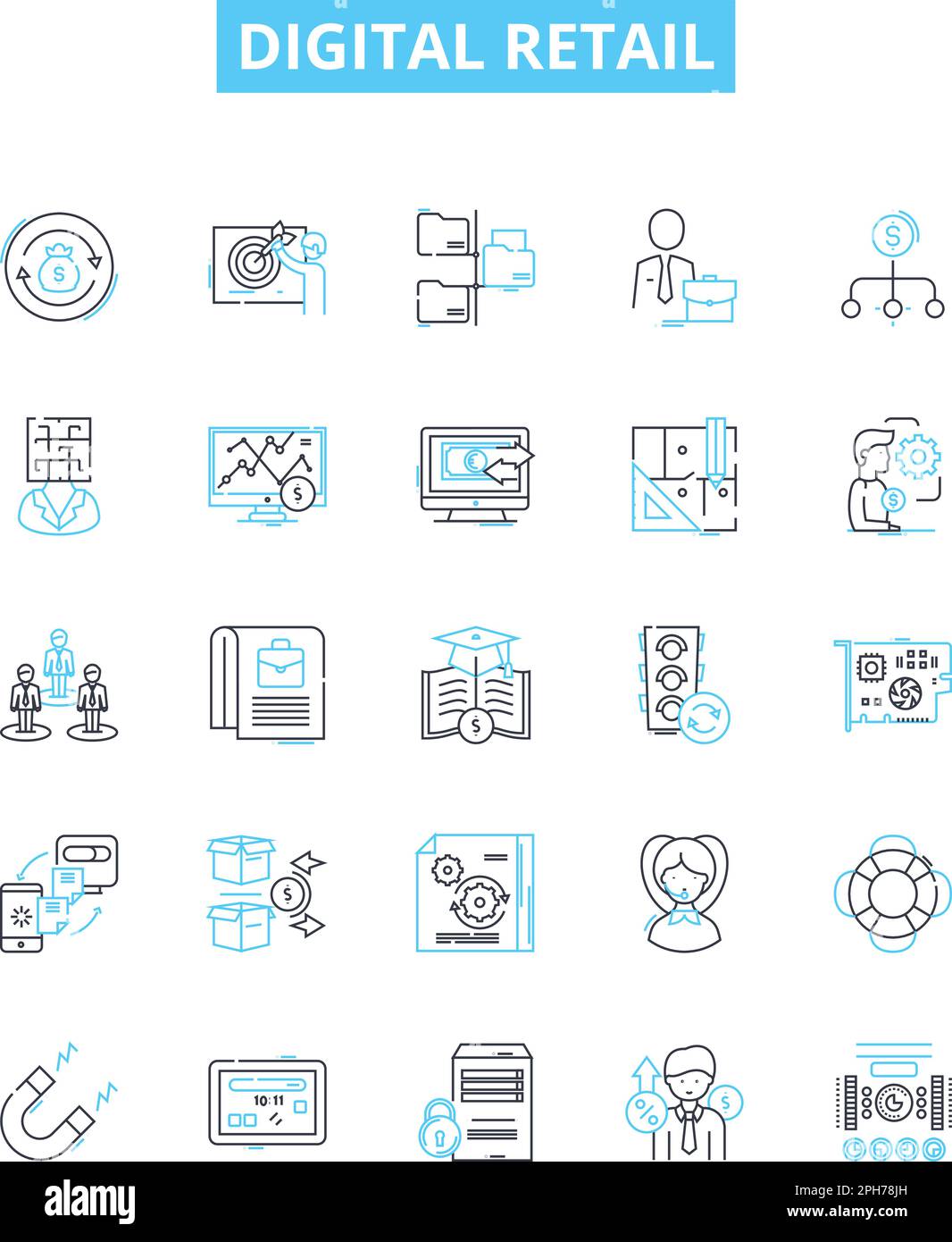 Digital retail vector line icons set. eCommerce, Shopping, Online ...