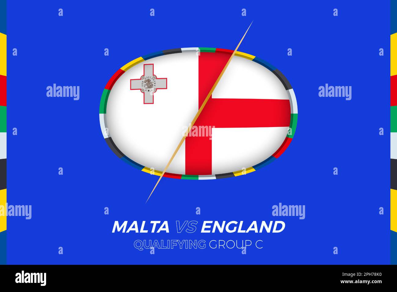 Malta vs England icon for European football tournament qualification ...