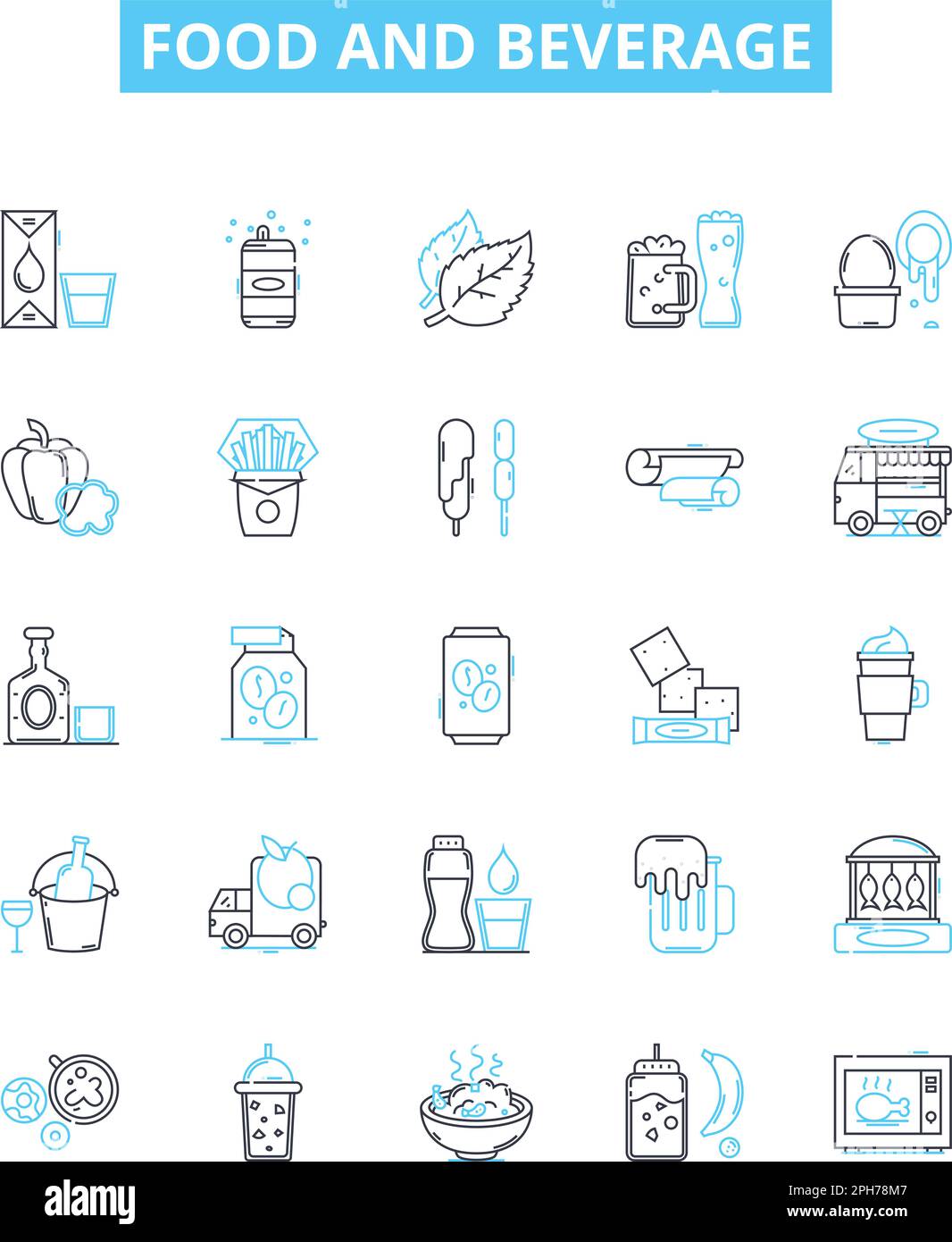 Food and beverage vector line icons set. Cuisine, Drink, Food, Beverage, Meal, Delicacy, Snack ...
