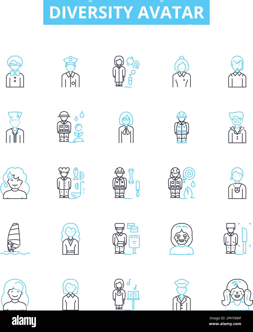 Diversity avatar vector line icons set. Different, Avatar, Variety, Inclusion, Plurality ...