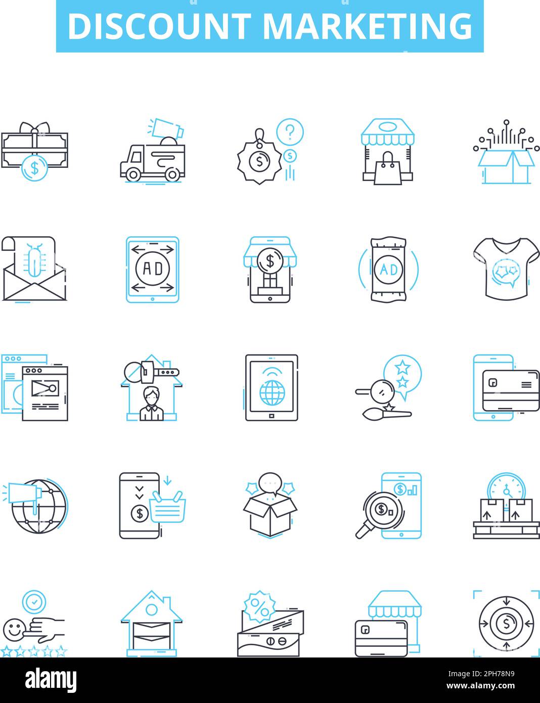 Discount marketing vector line icons set. Discount, Marketing, Sales ...
