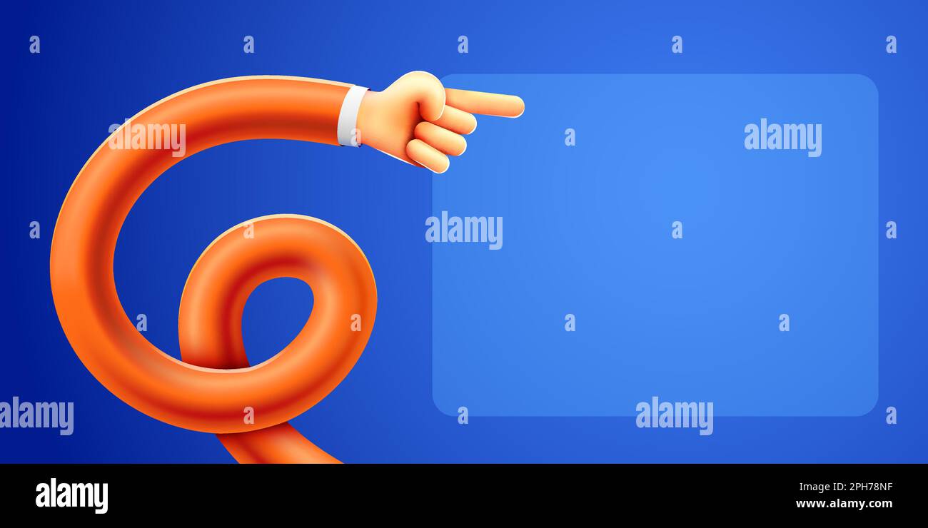 Funny long hand points to empty space for text. Vector illustration ...