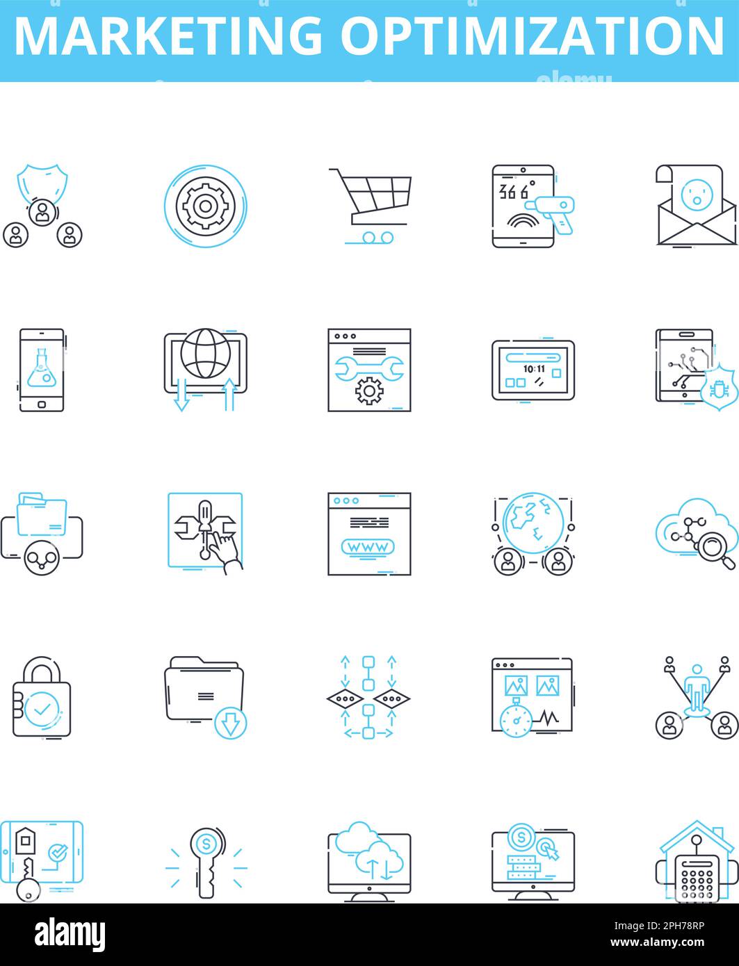 Marketing optimization vector line icons set. Optimization, Marketing, Strategy, Analysis ...