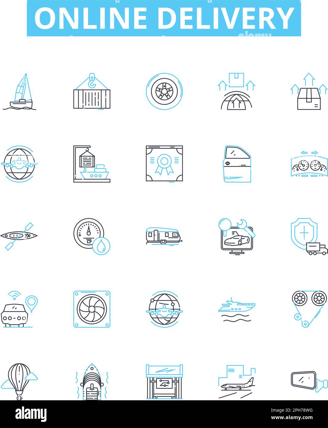 Online Delivery vector line icons set. Delivery, Online, eDelivery, Buy ...