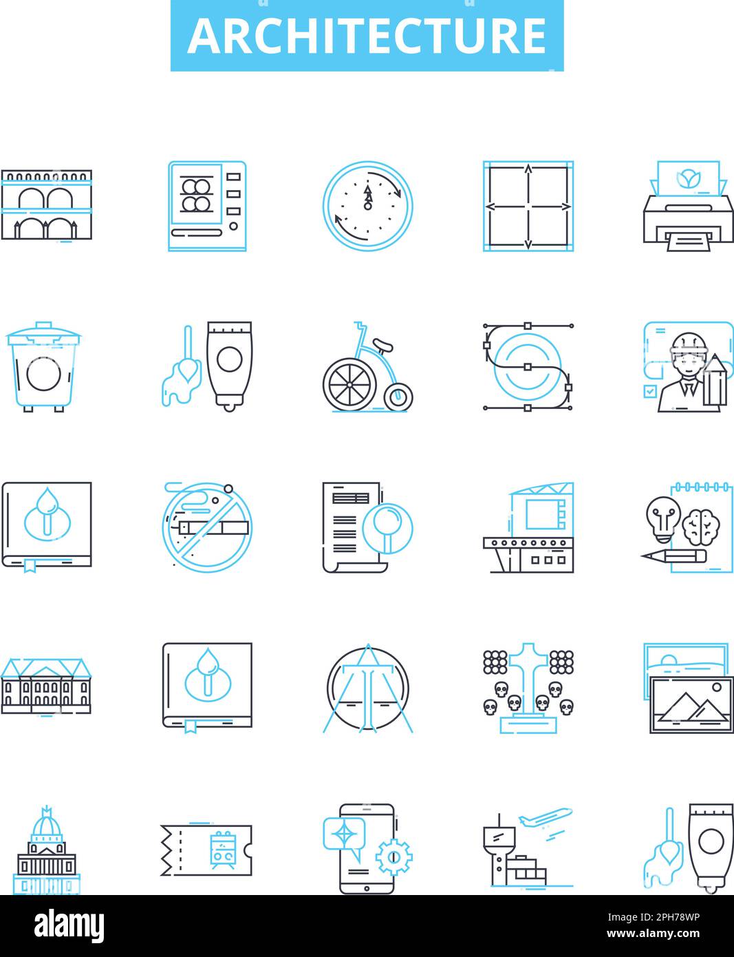 Architecture Vector Line Icons Set Structure Design Facade Building