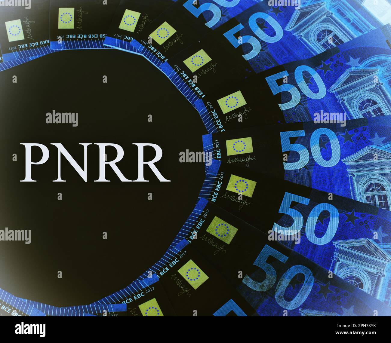 European banknotes with the sign "Pnnr" concept of financial help Stock ...