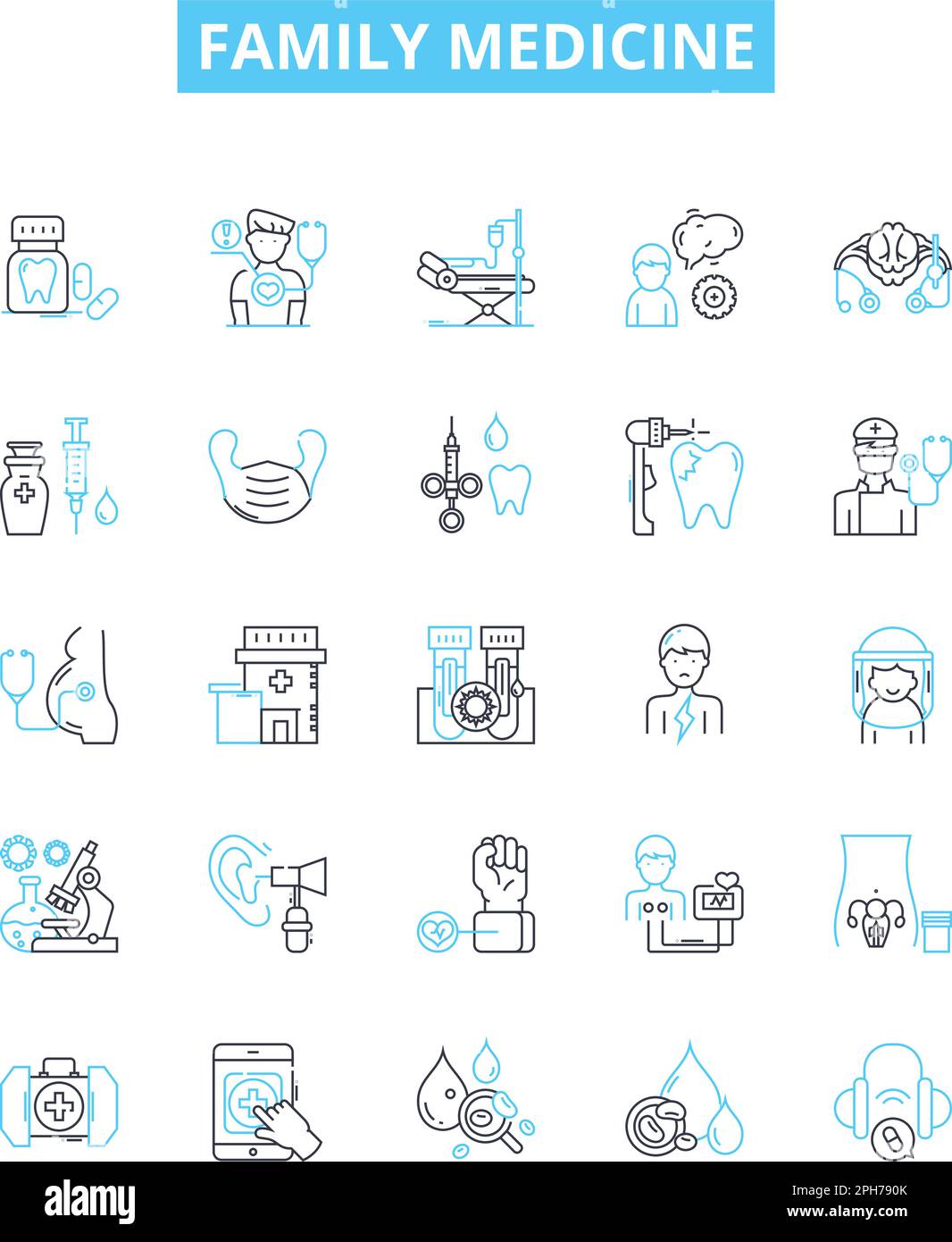 Family medicine vector line icons set. Family, Medicine, Pediatrics ...