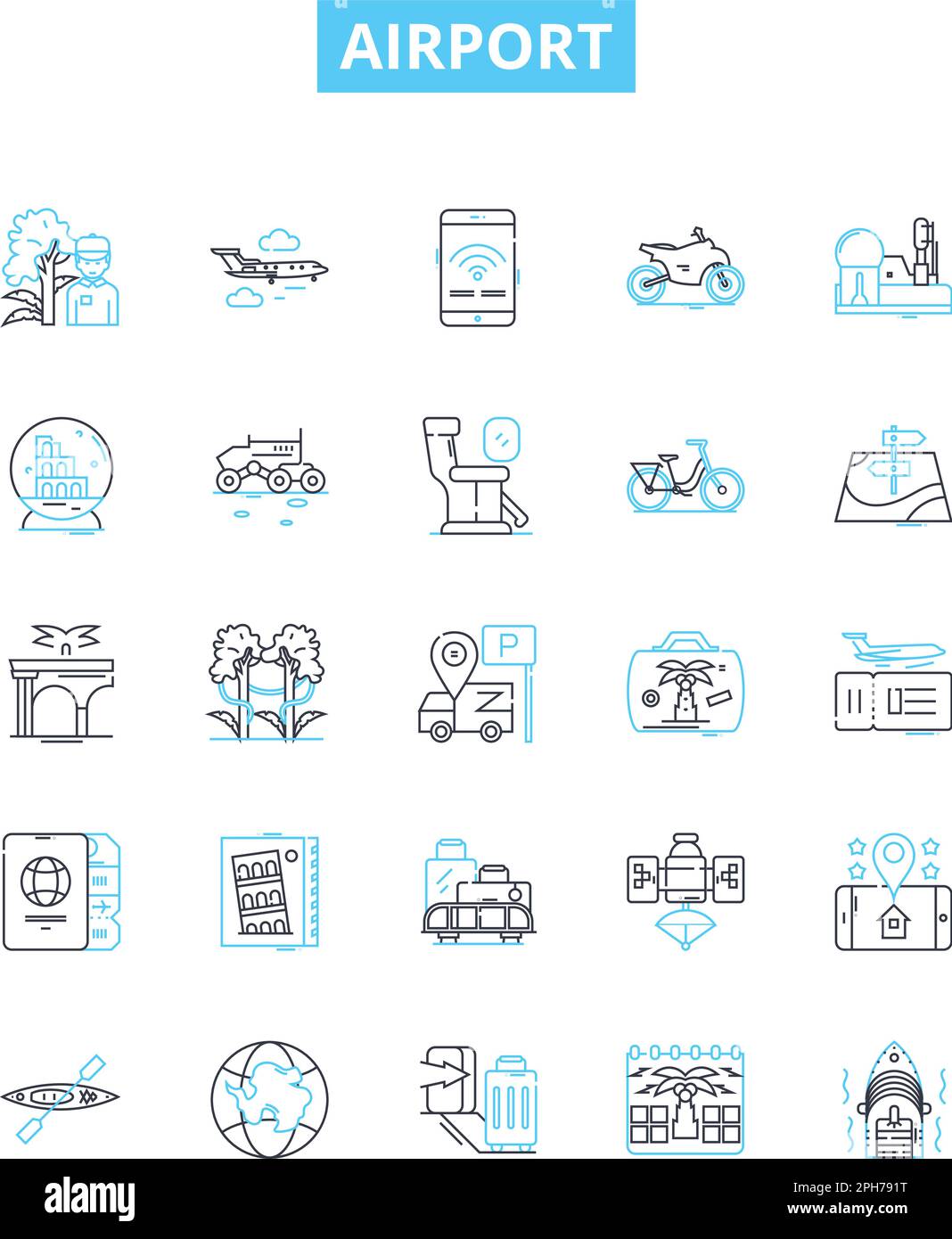Airport vector line icons set. Airport, Terminal, Check-in, Terminal ...