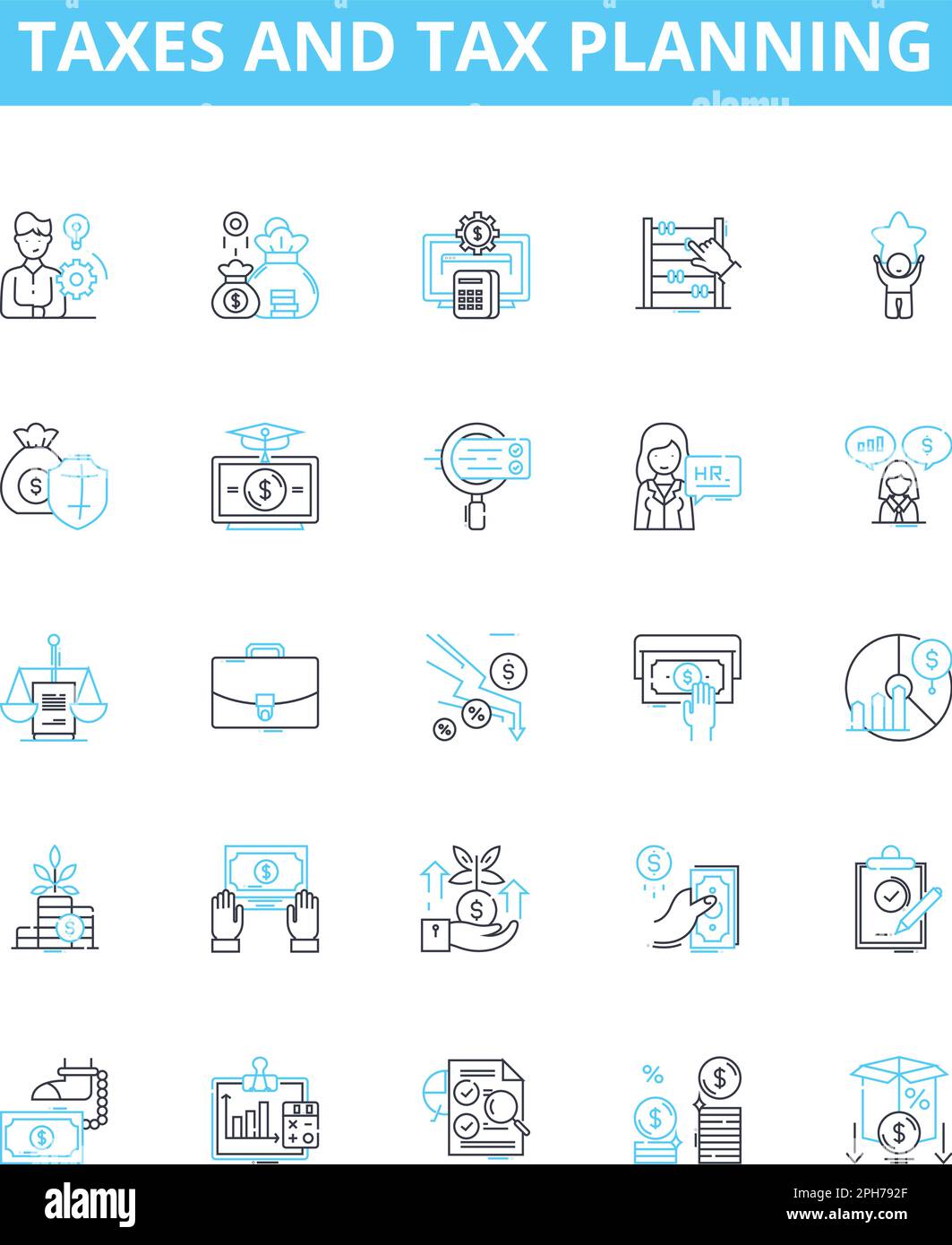Taxes and tax planning vector line icons set. Taxes, Taxation, Taxation ...