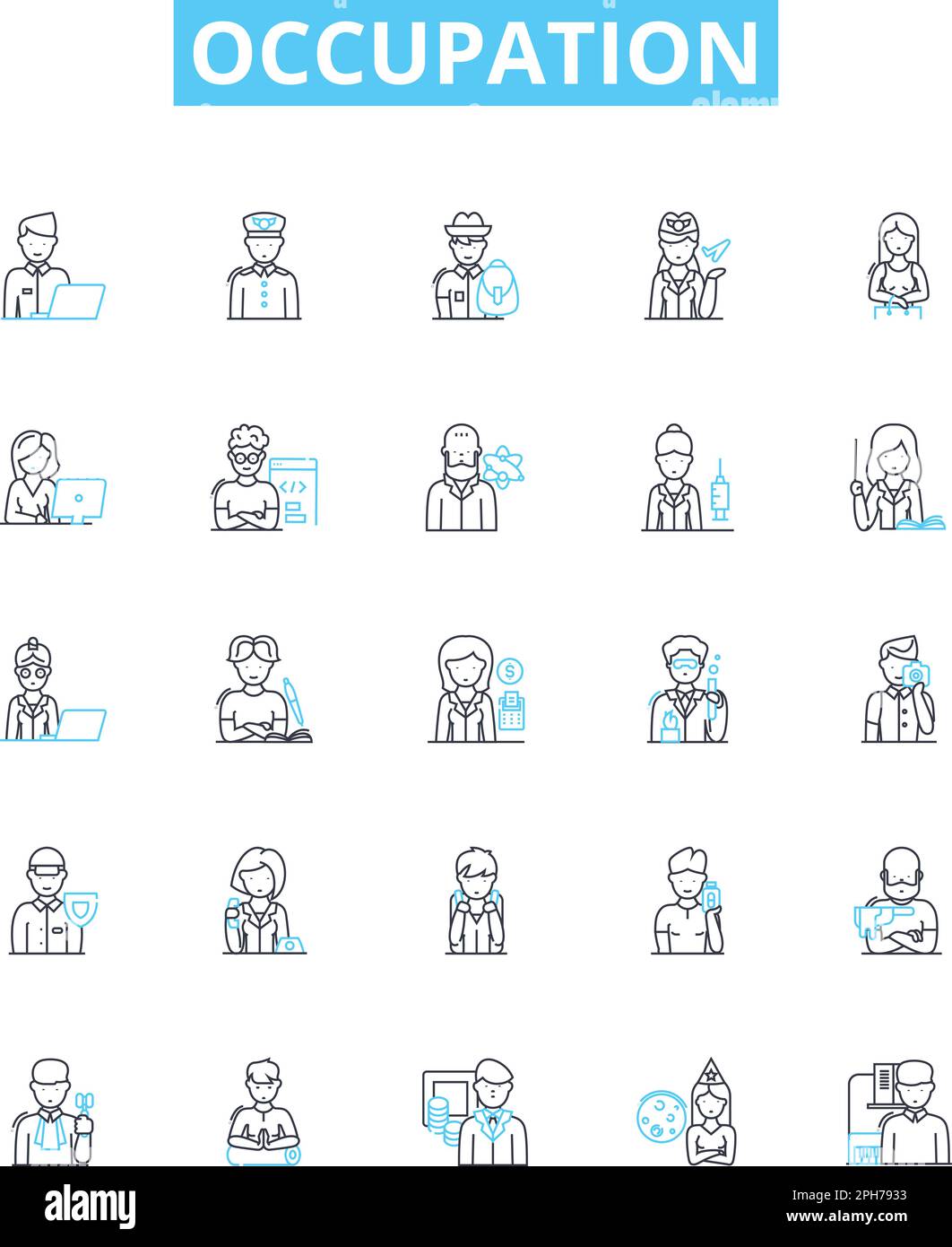 Occupation vector line icons set. Job, Work, Task, Profession, Post ...