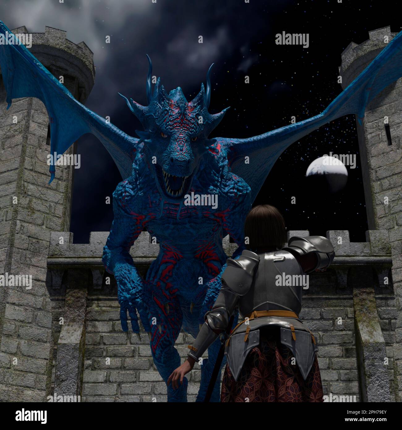 Knight fighting a monster hi-res stock photography and images - Alamy