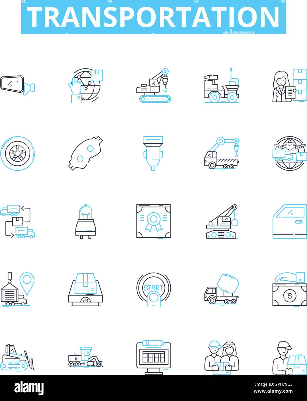Transportation vector line icons set. Travel, Transit, Freight ...