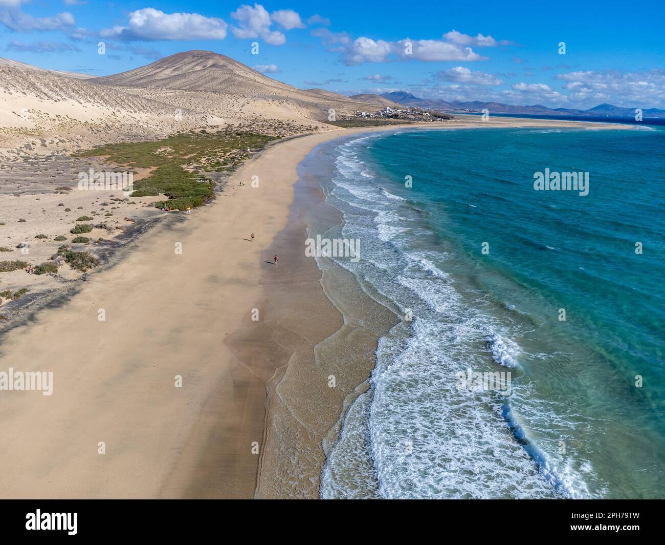 Aerial view on sandy dunes and turquoise water of Sotavento beach ...
