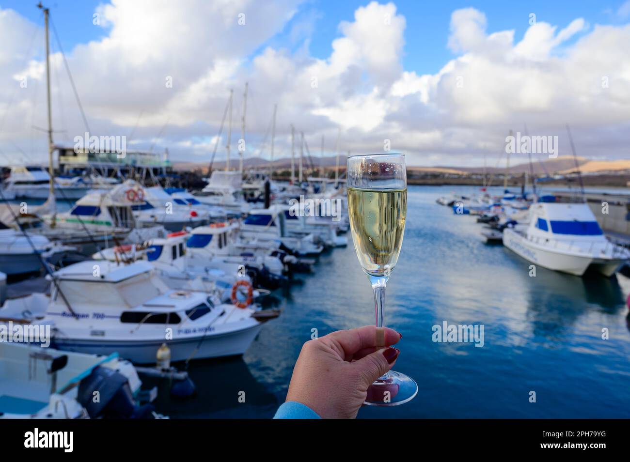 Everyday party, hands with glasses of cava or champagne sparkling wine ...