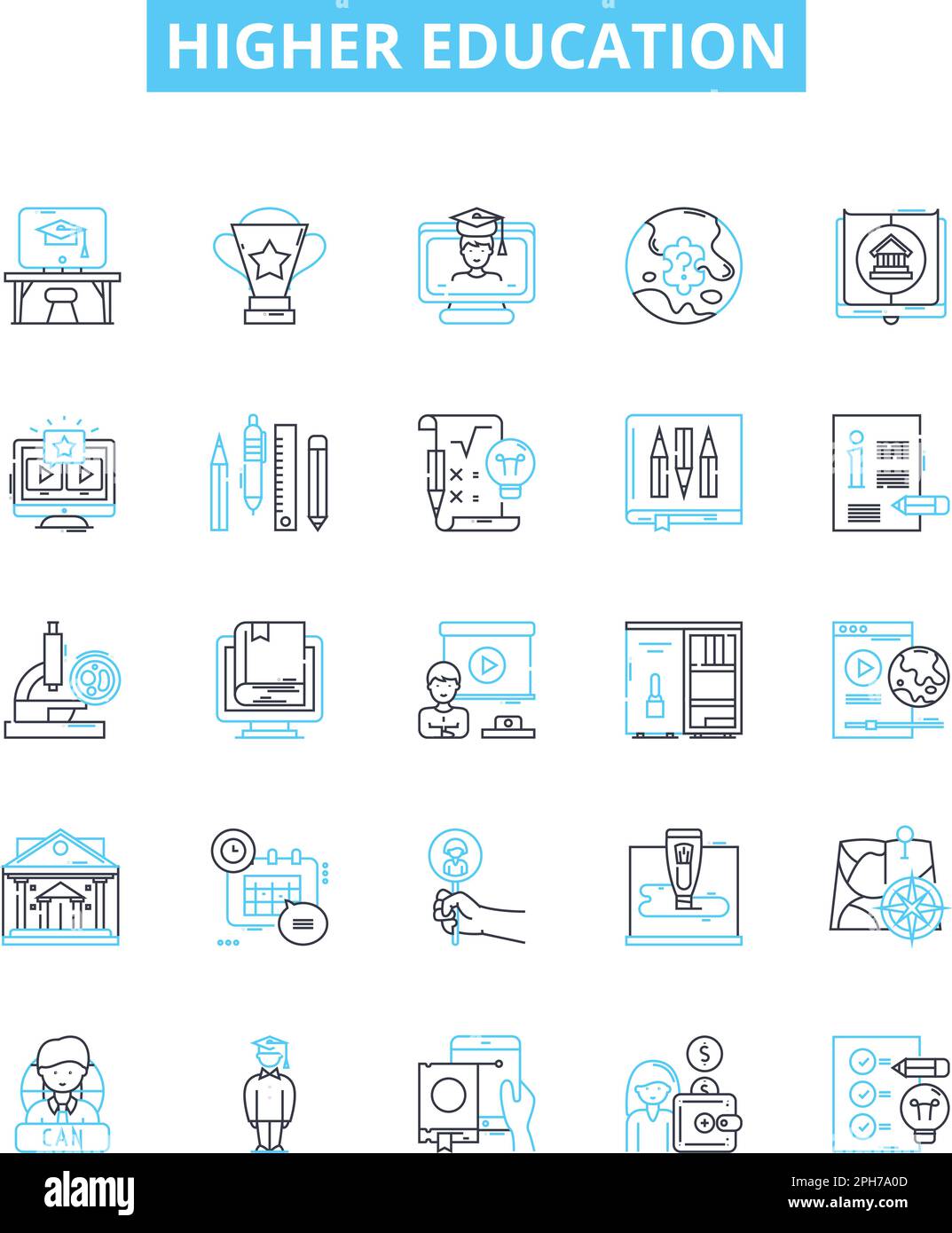 Higher education vector line icons set. Education, Higher, College ...